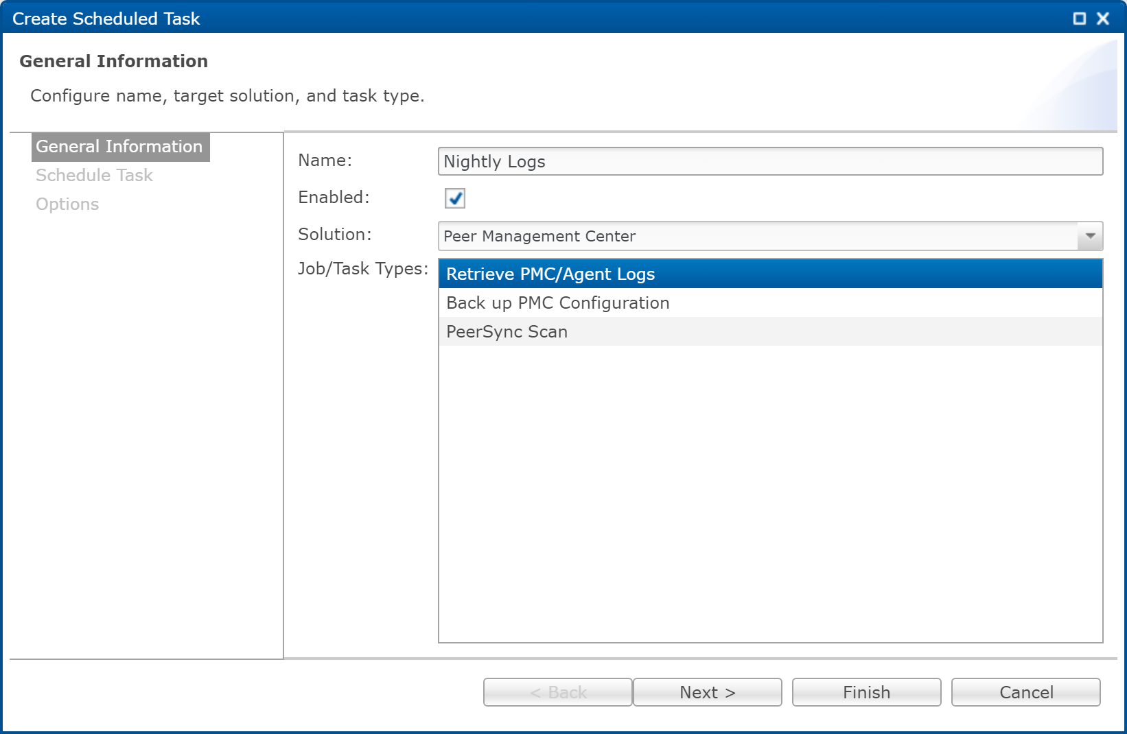 Schedule upload of PMC and Agent logs to Peer Software Support